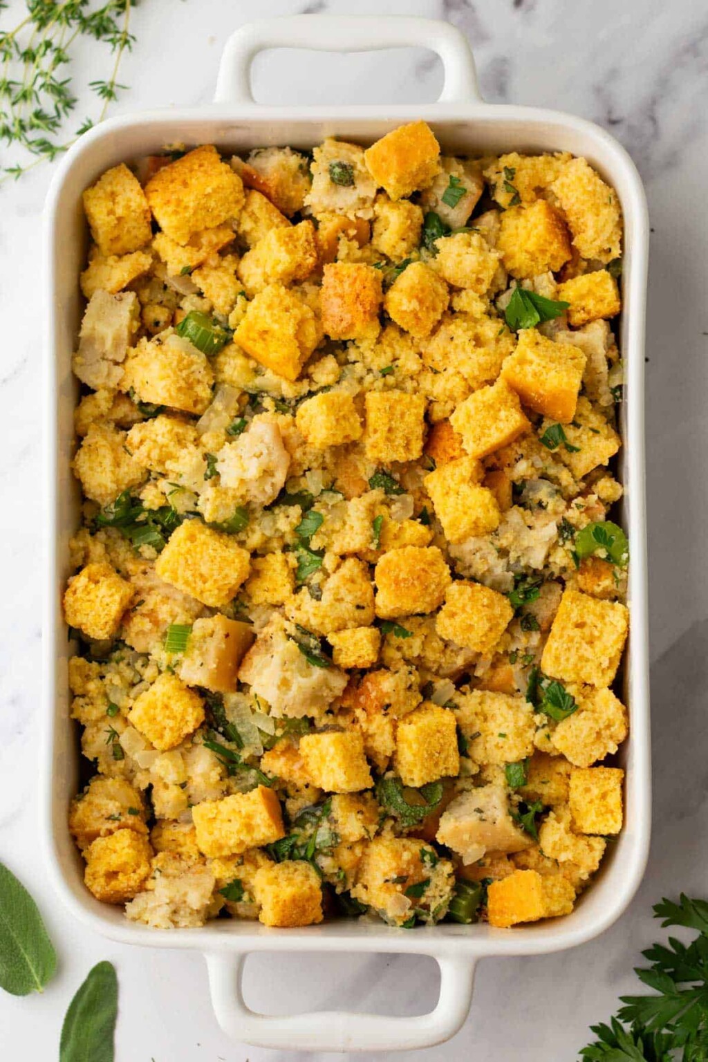 Classic Cornbread Stuffing - A Joyfully Mad Kitchen